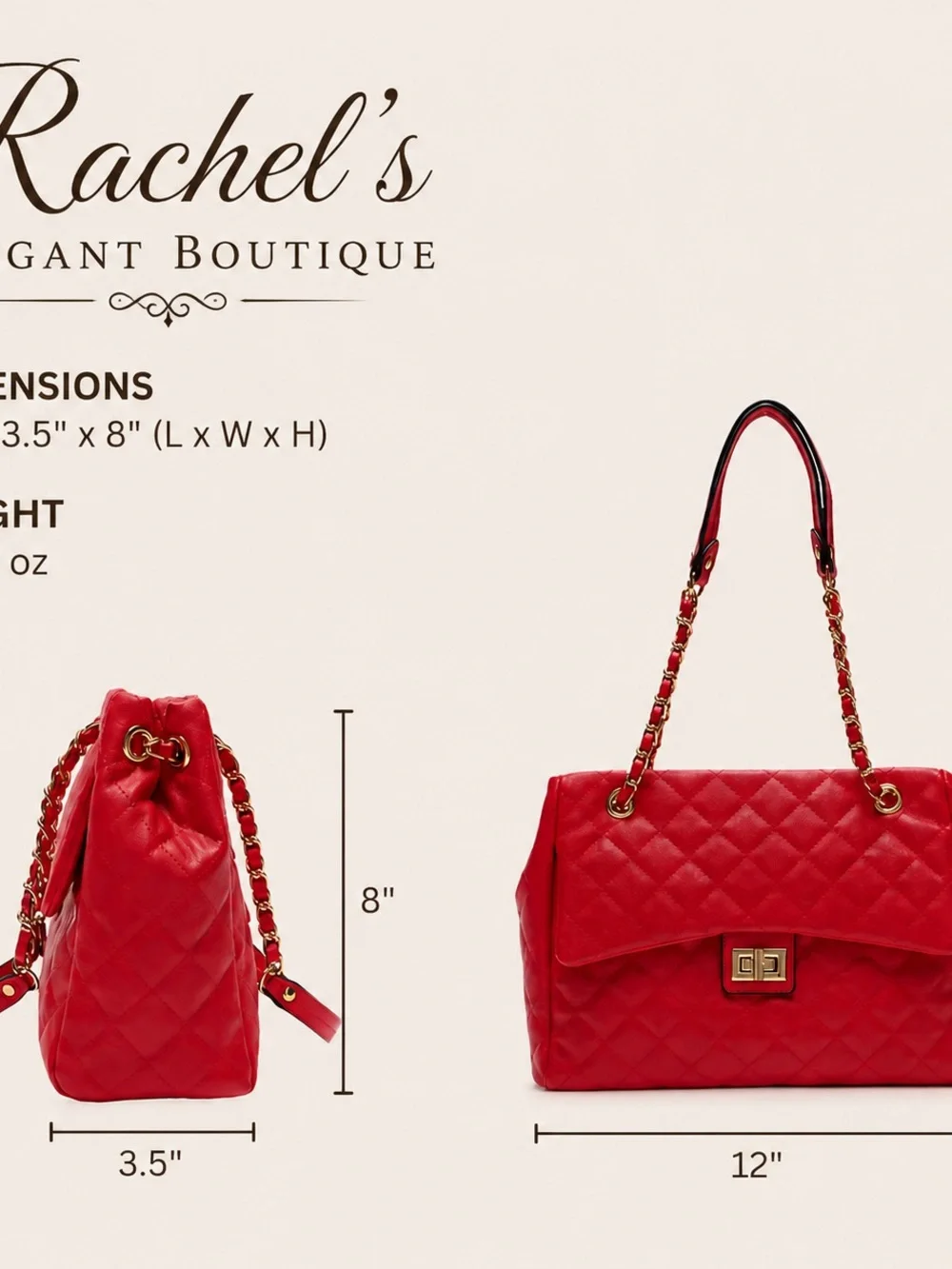 Bags | Quilted Red Shoulder Bag With Gold Chain Straps | Poshmark